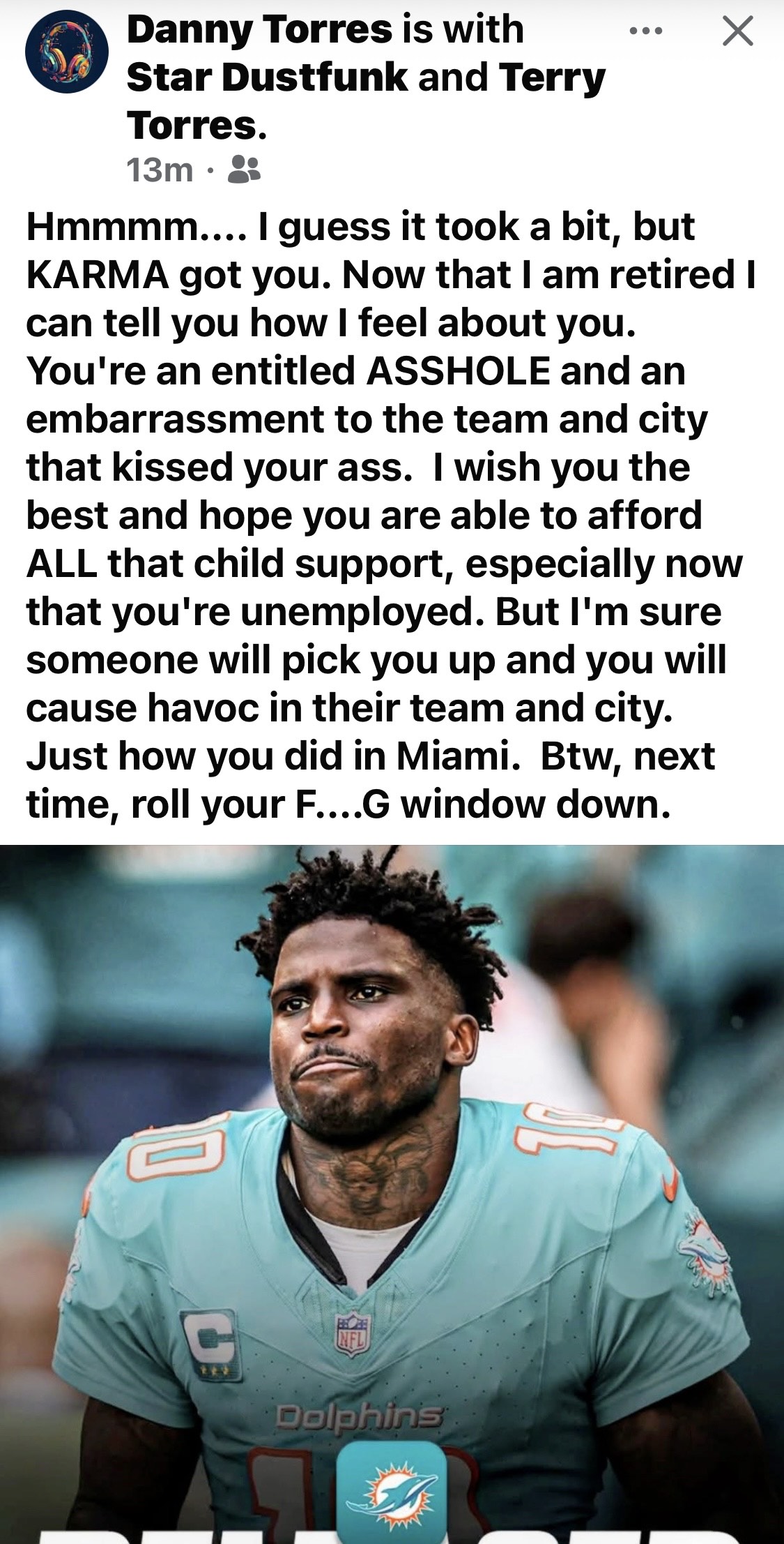 Miami Cop Who Removed Tyreek Hill from Car Applauds His Release